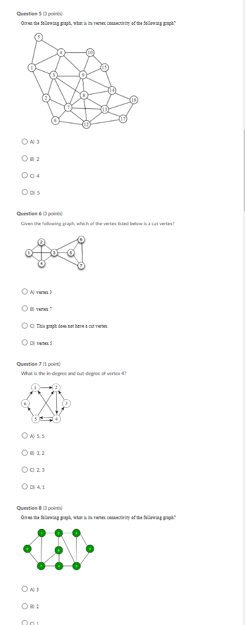 Solved Question 5 (3 points) Given the following graph, what | Chegg.com