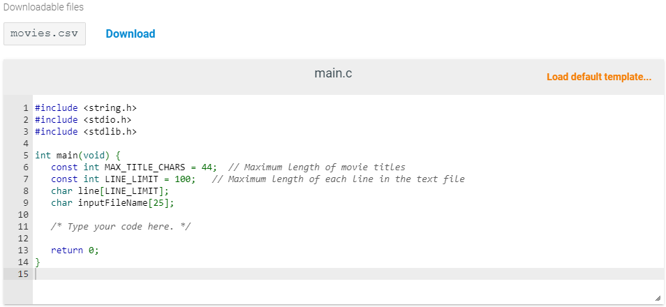 Solved Write a program that reads movie data from a CSV | Chegg.com