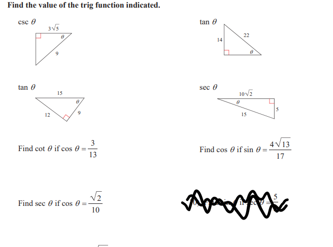 Solved Find the value of the trig function indicated. csc e | Chegg.com
