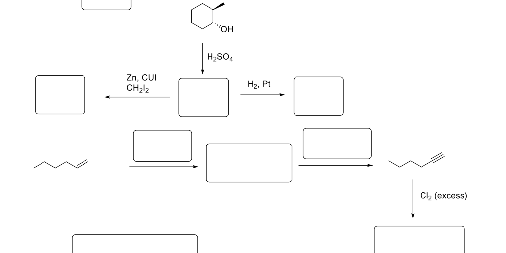 Solved "ОН H2SO4 Zn, CUI CH212 H2, Pt Cl2 (excess) | Chegg.com