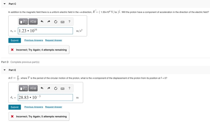 Solved A proton (q = 1.60×10−19 C , m = 1.67×10−27 kg )moves | Chegg.com