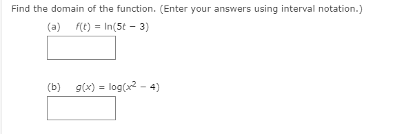 Solved Find the domain of the function. (Enter your answers | Chegg.com