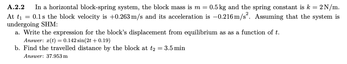 Solved A.2.2 In a horizontal block-spring system, the block | Chegg.com