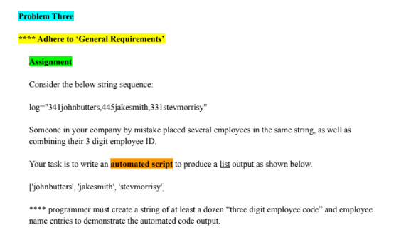 Solved *t** Adhere to 'General Requirements' Assignment | Chegg.com