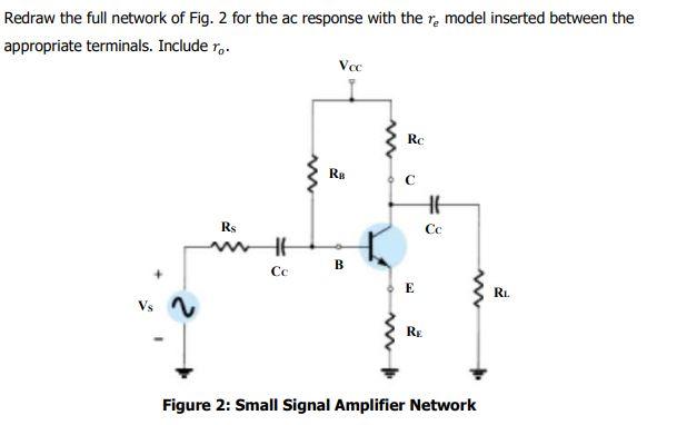 Solved Redraw the full network of Fig. 2 for the ac response | Chegg.com