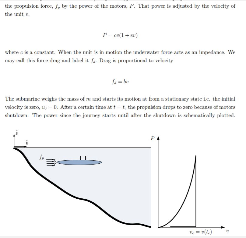 Solved the propulsion force, fp by the power of the motors, | Chegg.com