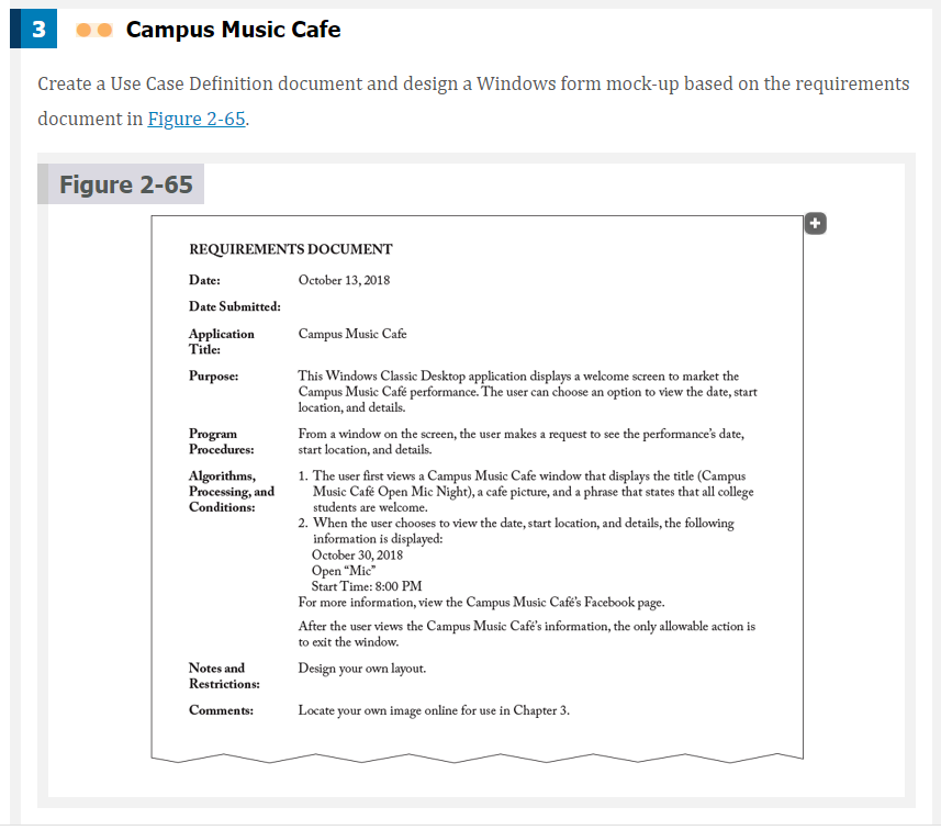 Solved 3 .. Campus Music Cafe Create a Use Case Definition | Chegg.com