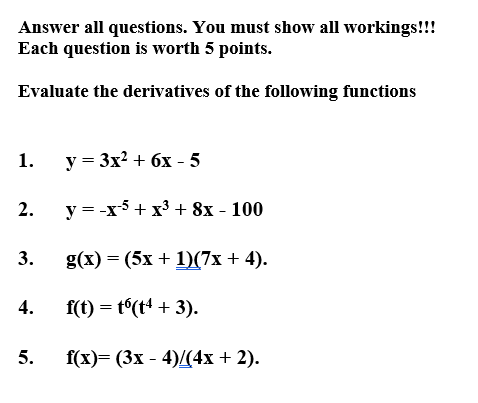 Solved Answer all questions. You must show all workings!!! | Chegg.com