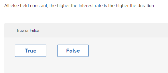 Solved All else held constant, the higher the interest rate | Chegg.com