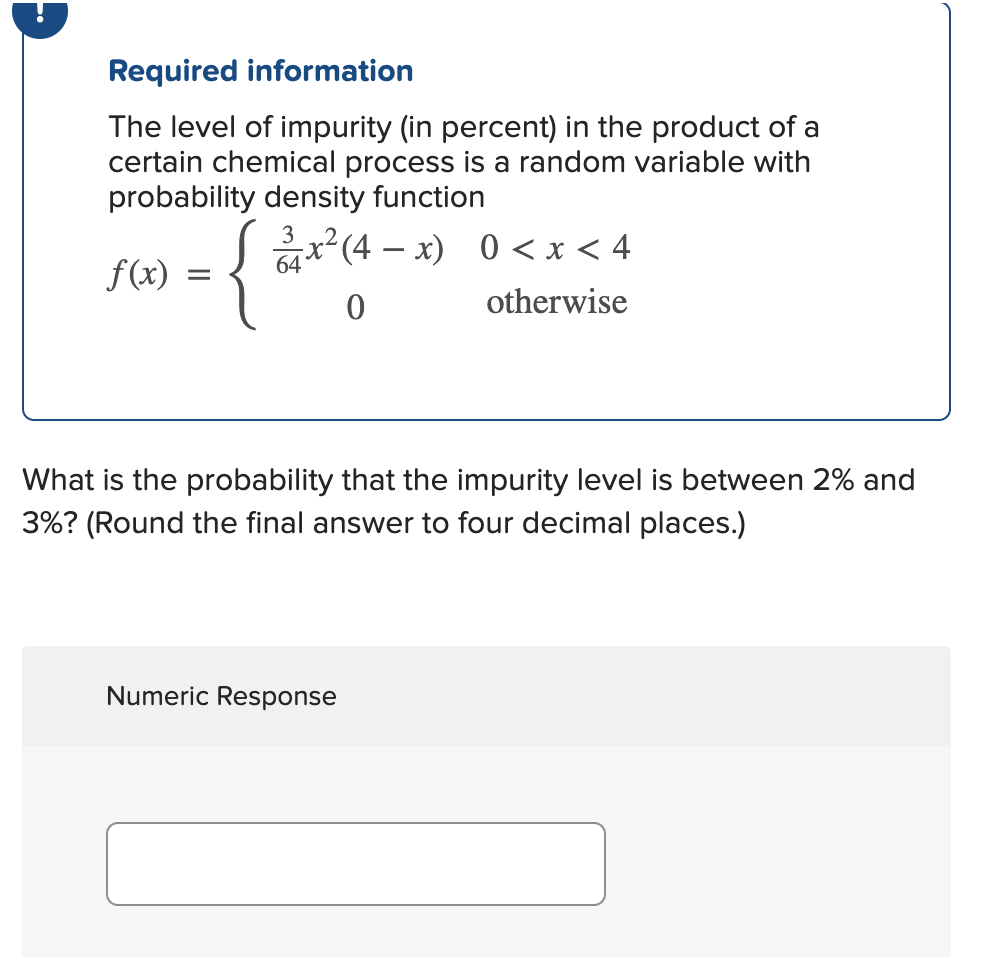 Solved Required information The level of impurity (in | Chegg.com