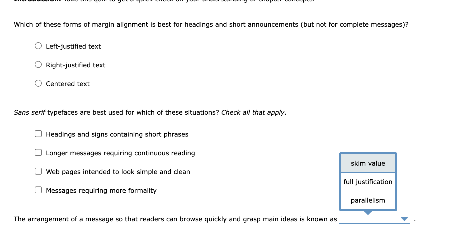 Solved Which of these forms of margin alignment is best for | Chegg.com