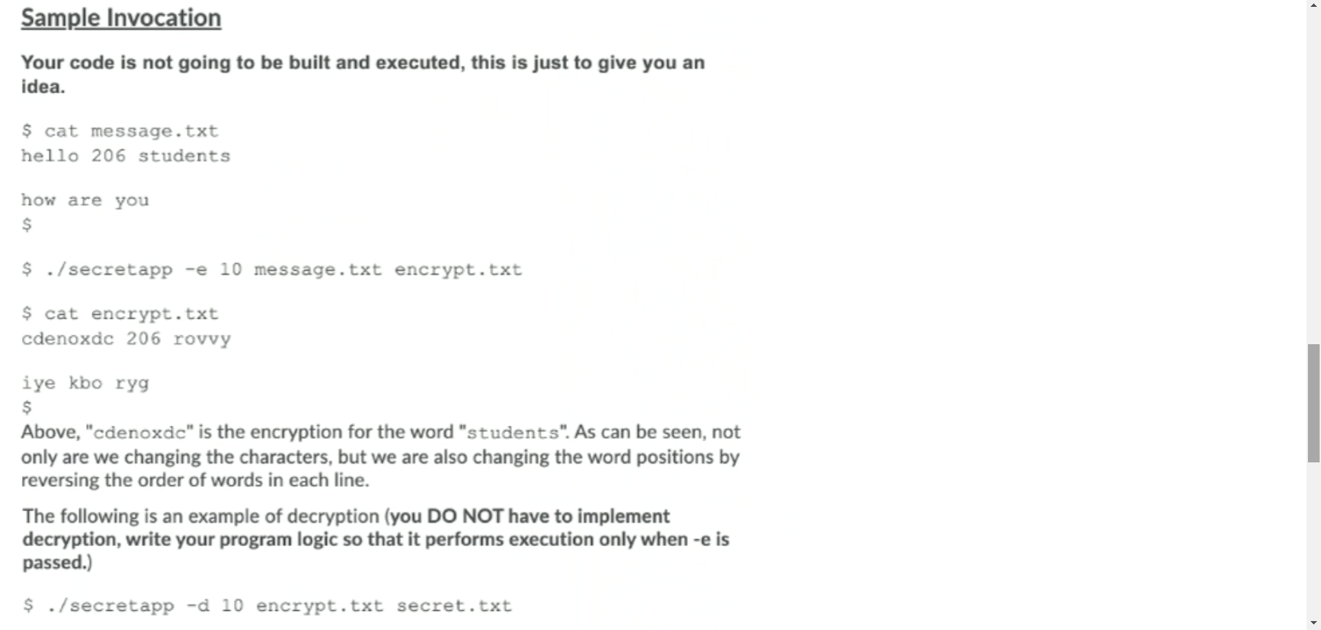 Solved We are developing a secret message file encoder. Your | Chegg.com
