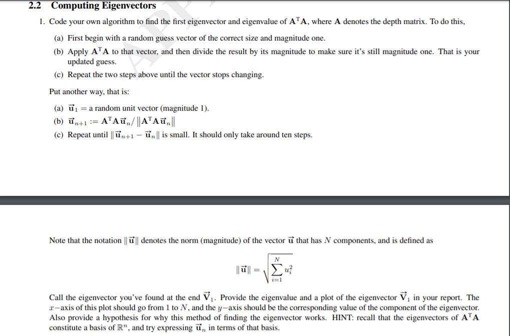 2.2 Computing Eigenvectors 1. Code your own algorithm | Chegg.com