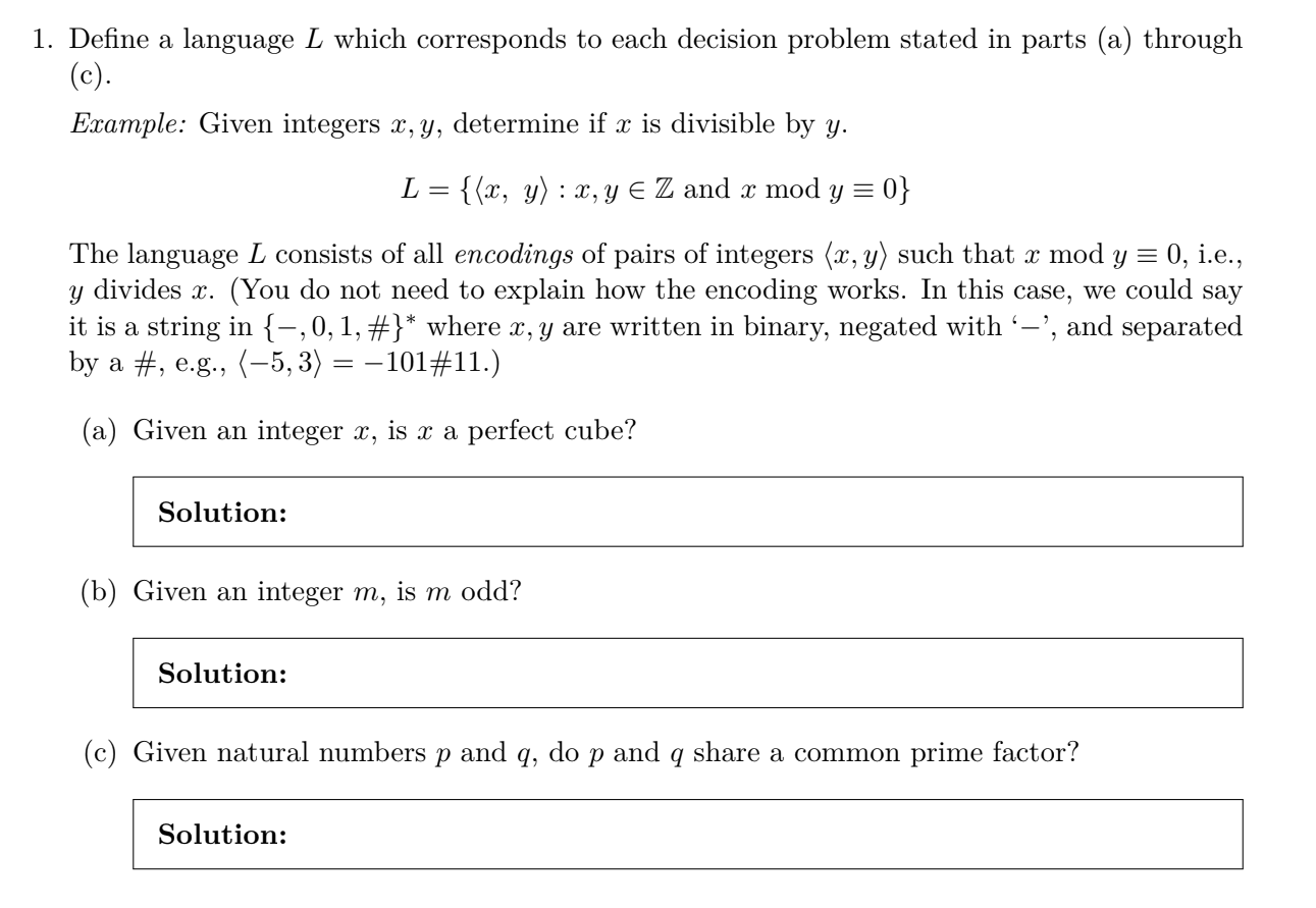 Solved Define a language L which corresponds to each | Chegg.com