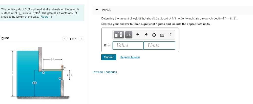 Solved The control gate ACB is pinned at A and rests on the | Chegg.com