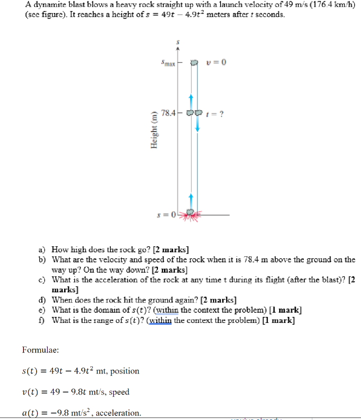 Solved A dynamite blast blows a heavy rock straight up with | Chegg.com