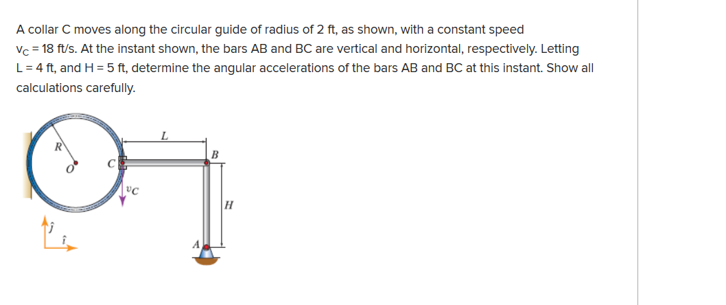 Solved A collar C moves along the circular guide of radius | Chegg.com