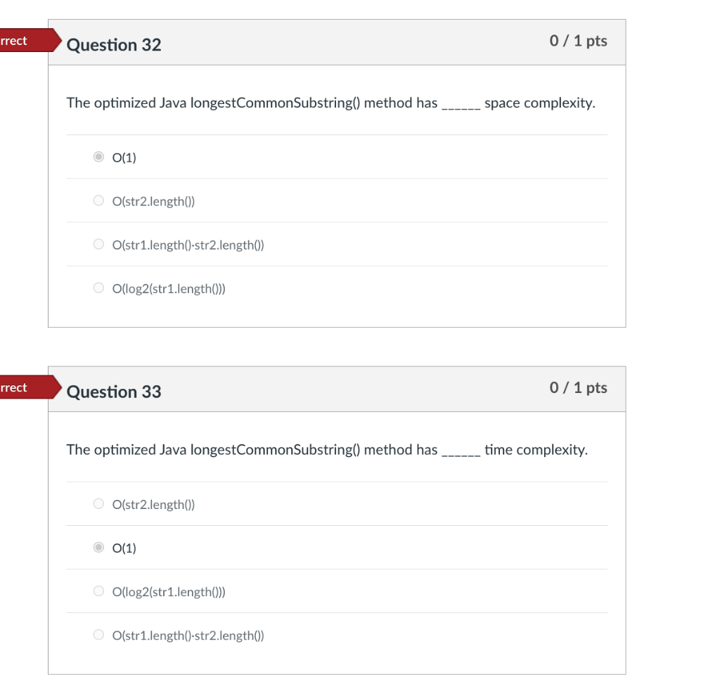Solved rrect Question 32 0/ 1 pts The optimized Java | Chegg.com