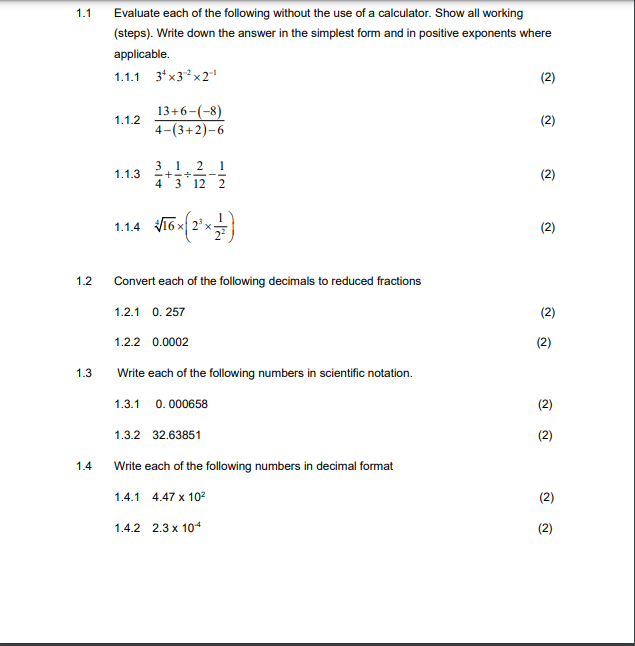 Solved 1.1 ﻿Evaluate each of the following without the use | Chegg.com