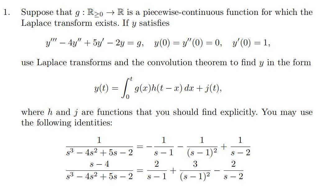 Solved 1. Suppose that g: R20 + R is a piecewise-continuous | Chegg.com