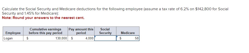 Solved Calculate the Social Security and Medicare deductions | Chegg.com