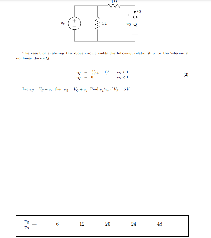 Solved The result of analyzing the above circuit yields the | Chegg.com
