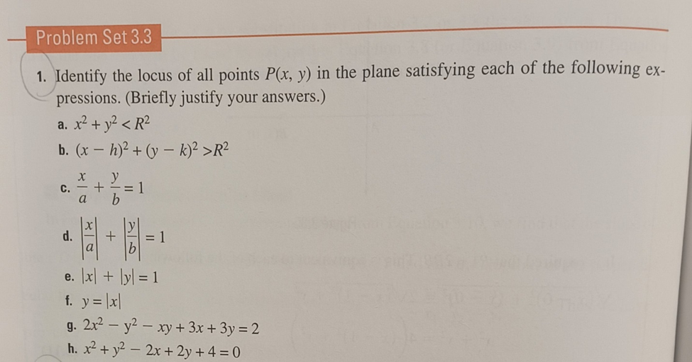 Solved 1. Identify the locus of all points P(x,y) in the | Chegg.com