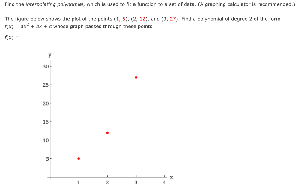 Solved Find the interpolating polynomial, which is used to | Chegg.com