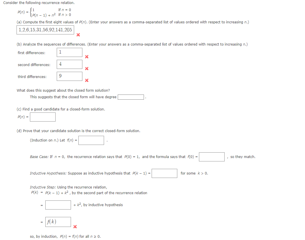Solved Consider the following recurrence relation. P(n) = | Chegg.com