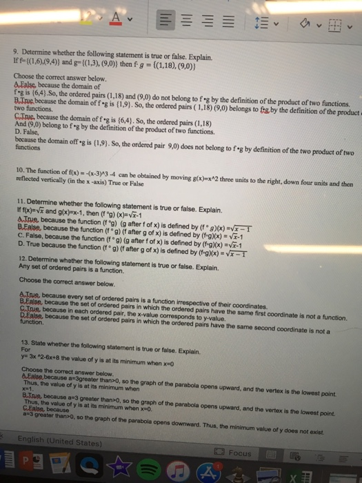 Solved 个- 9. Determine whether the following statement is | Chegg.com