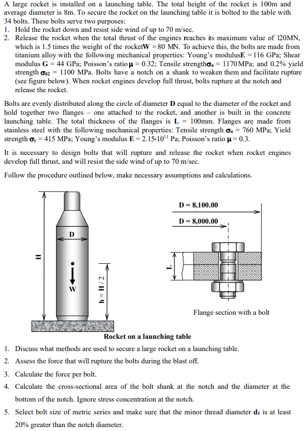 Solved A large rocket is installed on a launching table. The | Chegg.com