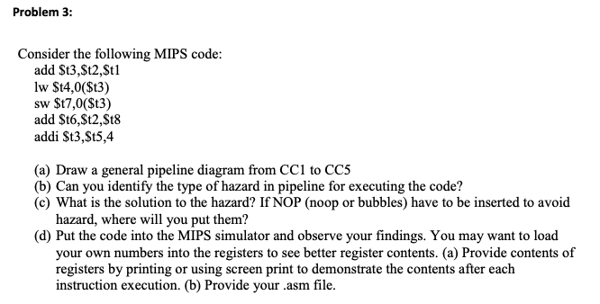 Solved (a) Draw a general pipeline diagram from CC1 to CC5 | Chegg.com