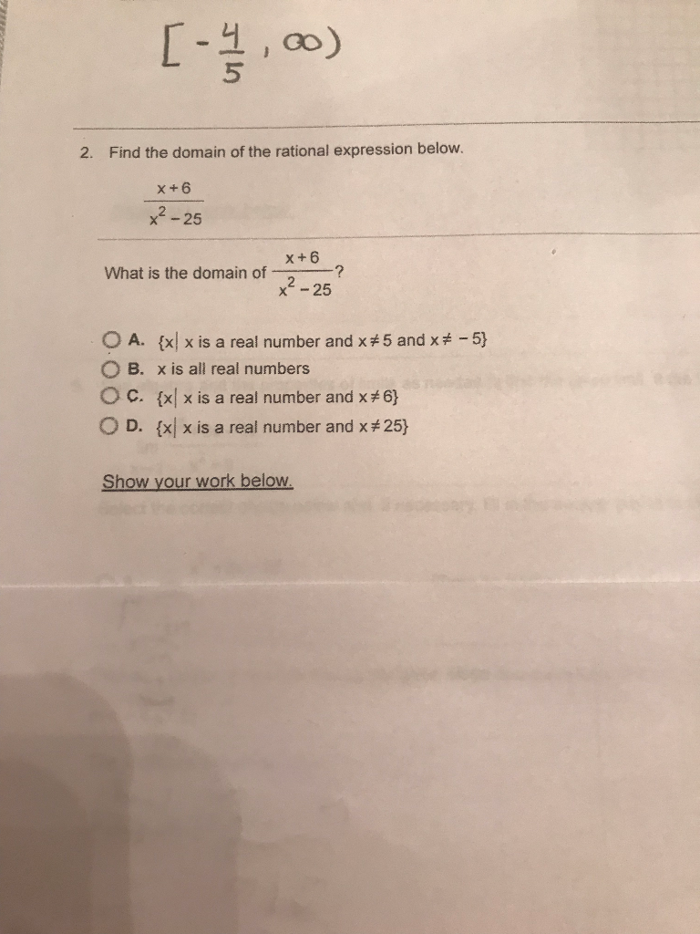 Solved Go 5 Find the domain of the rational expression | Chegg.com