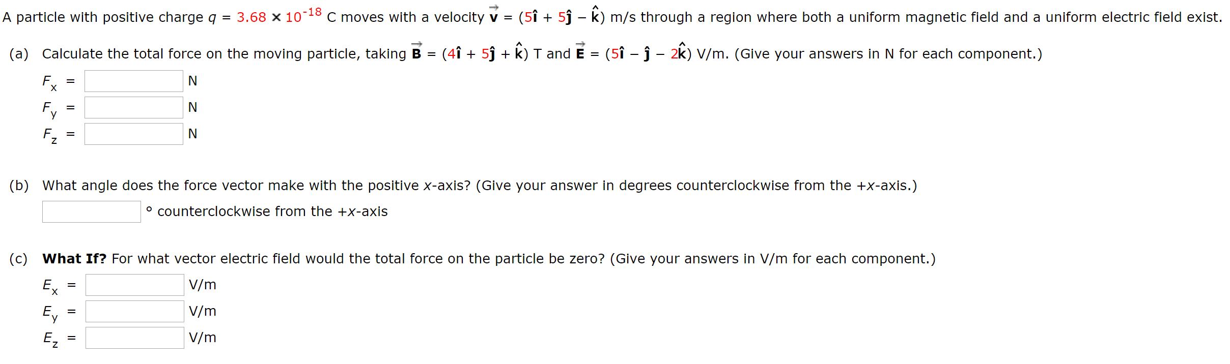 Solved A particle with positive charge q = 3.68 x 10-18 C | Chegg.com