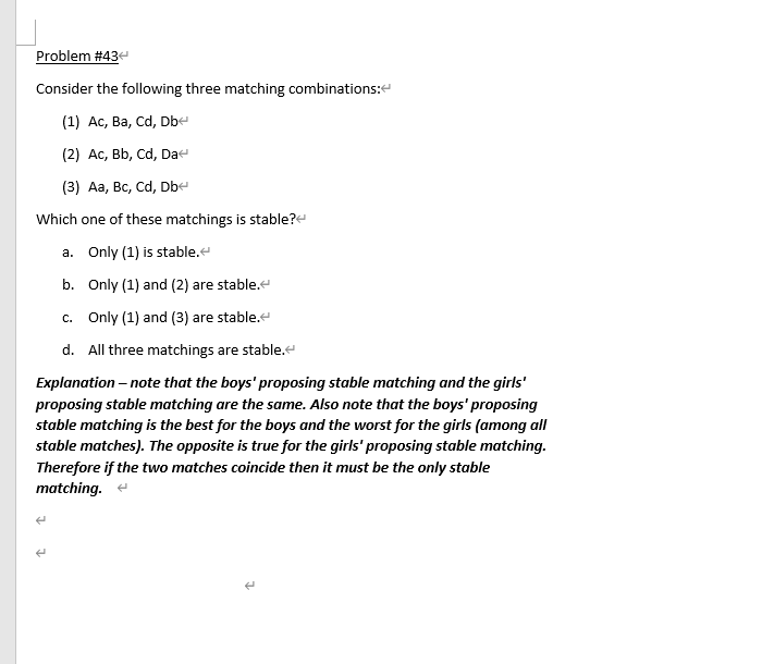 Solved Problem \#43 Consider the following three matching | Chegg.com