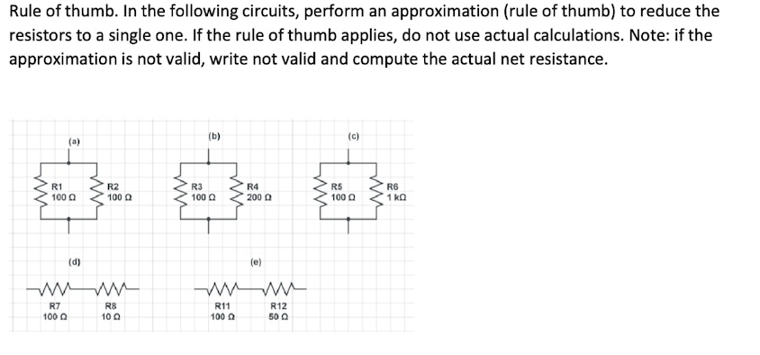 Solved Rule of thumb. In the following circuits, perform an | Chegg.com