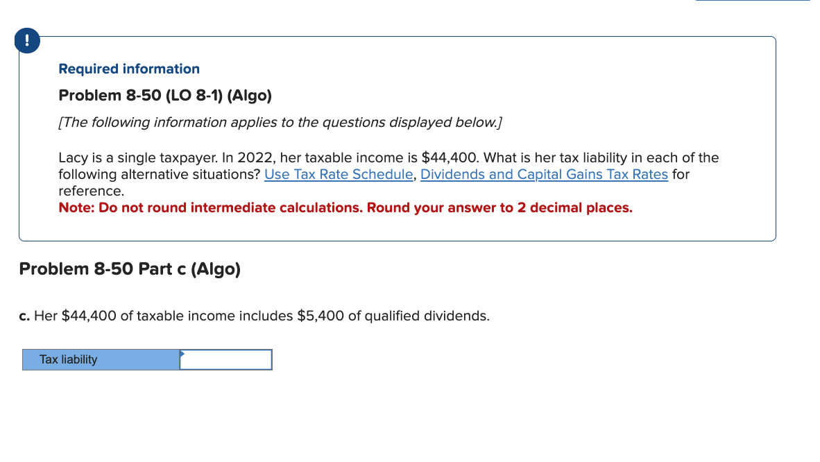 Solved Required information Problem 8-50 (LO 8-1) (Algo) | Chegg.com