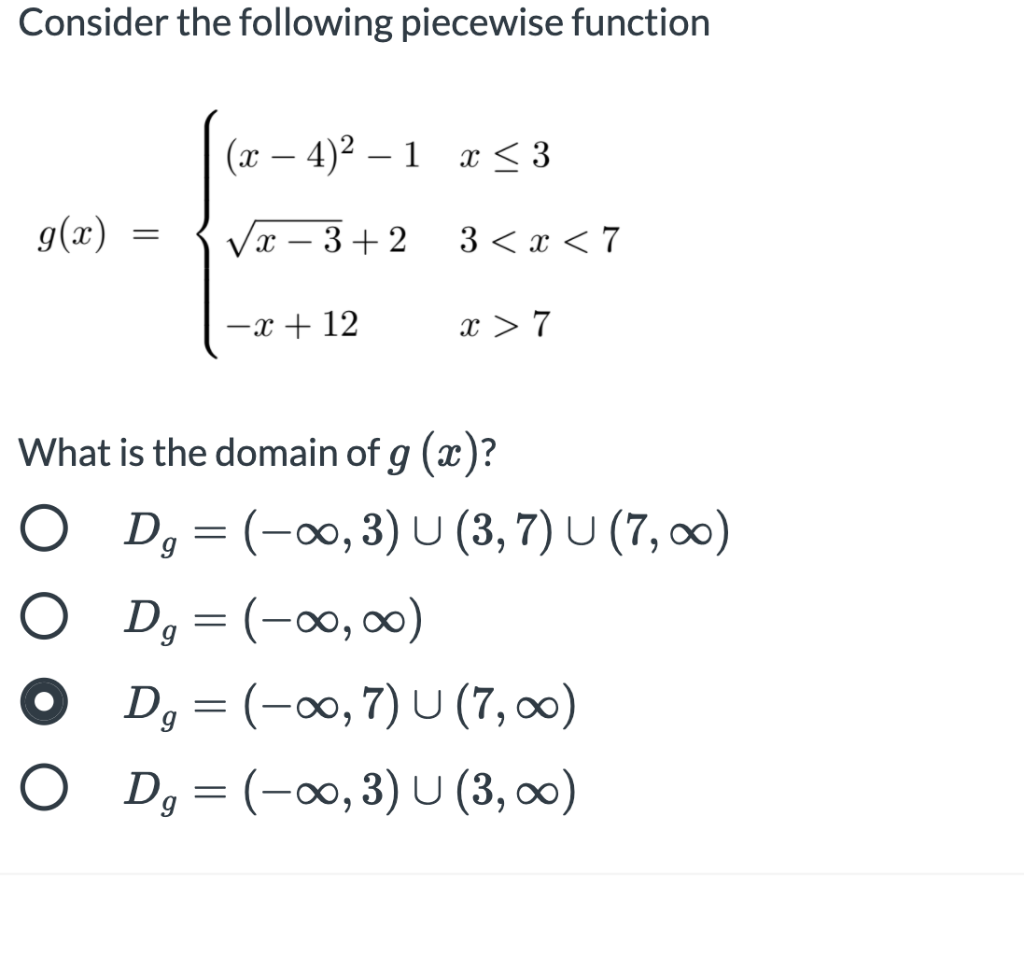 Solved Consider the following piecewise function (x – 4)2 – | Chegg.com