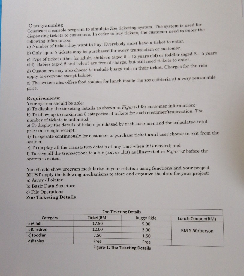 Solved C programming Construct a console program to simulate | Chegg.com