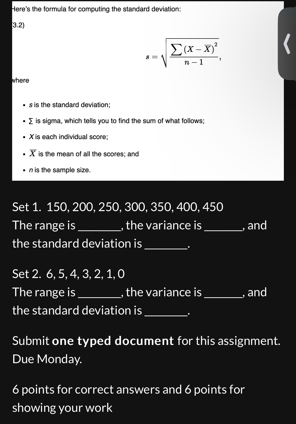 Solved Here's the formula for computing the standard | Chegg.com