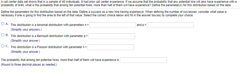 Solved A call center data set shows that in a sample of 40 | Chegg.com
