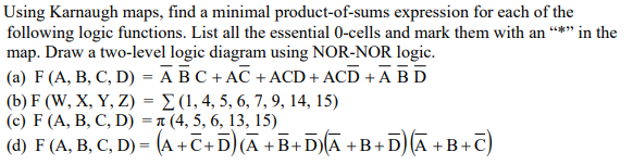 Solved Using Karnaugh maps, find a minimal product-of-sums | Chegg.com