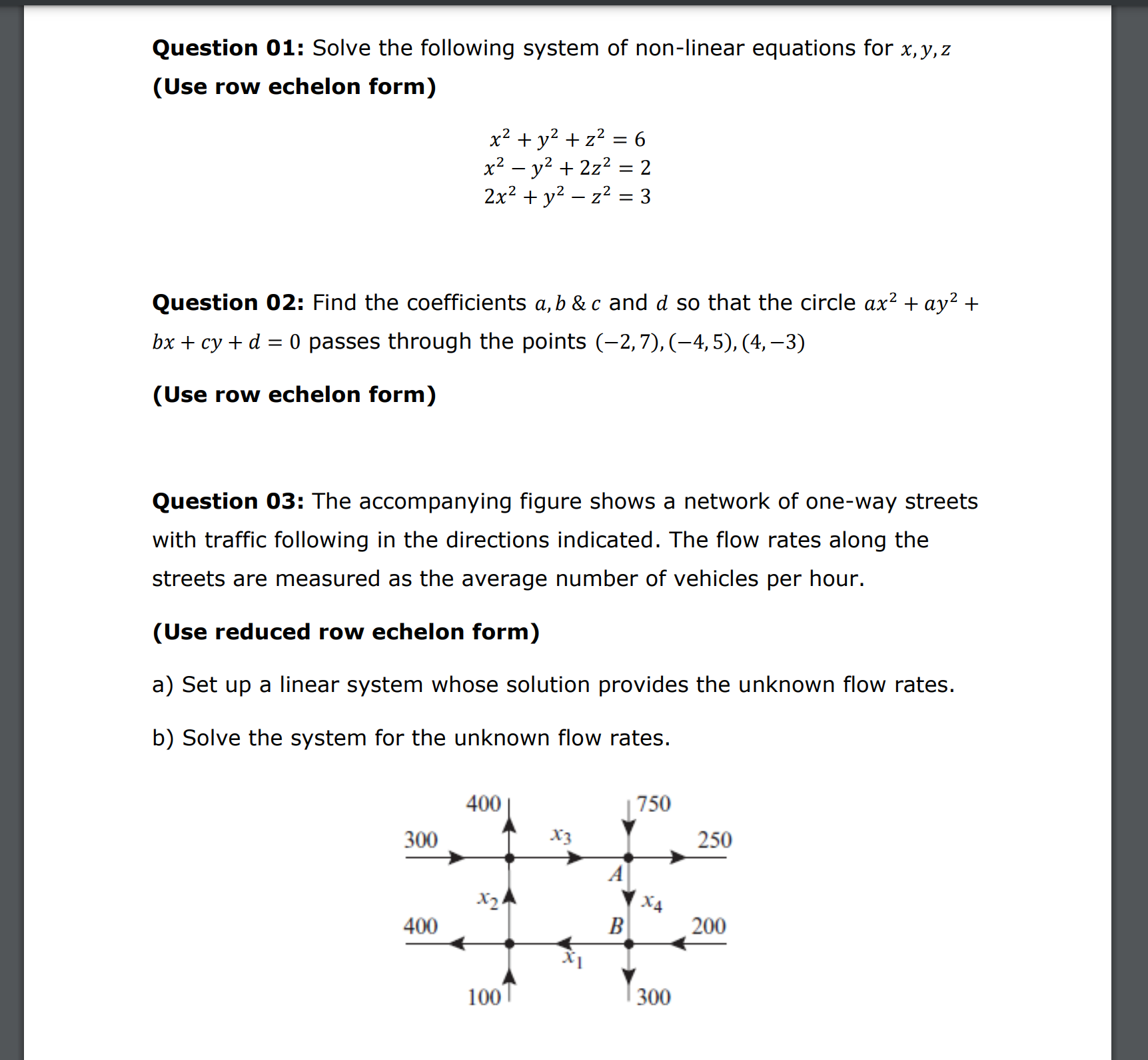 Solved Question 01: Solve the following system of non-linear | Chegg.com