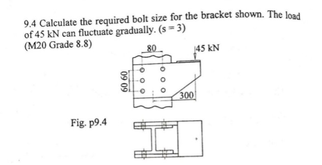 Solved 9.4 Calculate the required bolt size for the bracket | Chegg.com