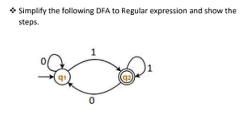 Solved Simplify the following DFA to Regular expression and | Chegg.com