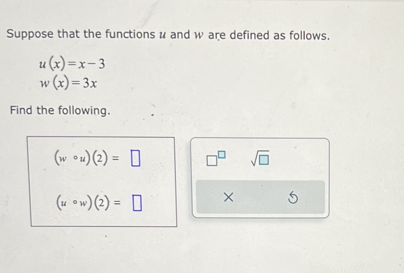 Solved Suppose that the functions u and w are defined as | Chegg.com