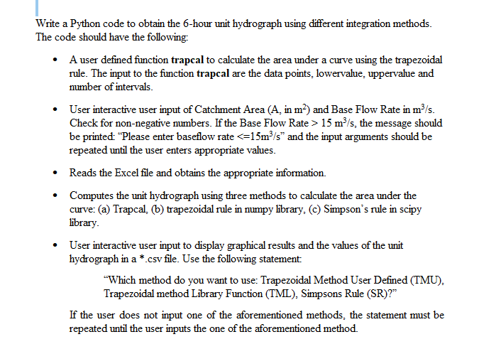 Write a Python code to obtain the 6-hour unit | Chegg.com