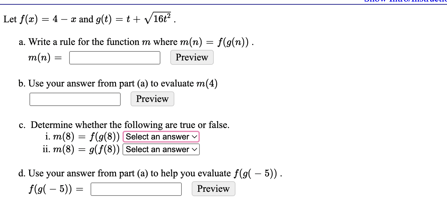 Solved f(x)=4−x and g(t)=t+16t2 a. Write a rule for the | Chegg.com