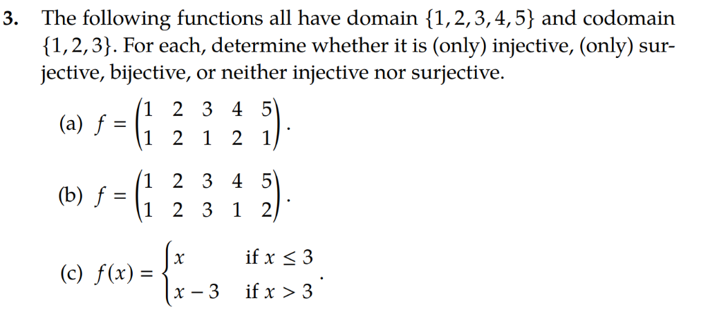 Solved The Following Functions All Have Domain {1 2 3 4 5}