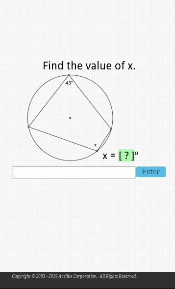 Solved Find the value of x. x = [ ? 10 Enter Copyright 2003 | Chegg.com